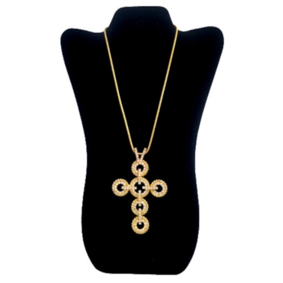 Hobe | Jewelry | Vtg 6s 70s Hob Gold Tone Rhinestone Cross Pendant ...